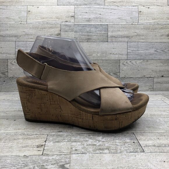 Clarks | Shoes | Clarks Artisan 85 M Butter Soft Leather Cork Wedges ...